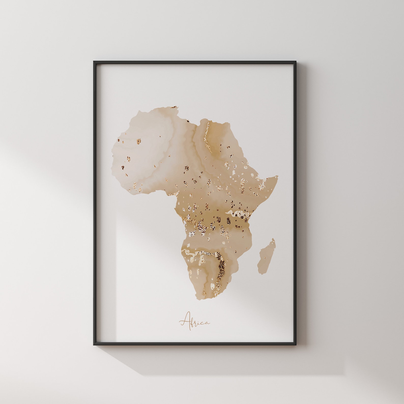 Africa Map Beige & Gold Wall Art Print - Etsy
