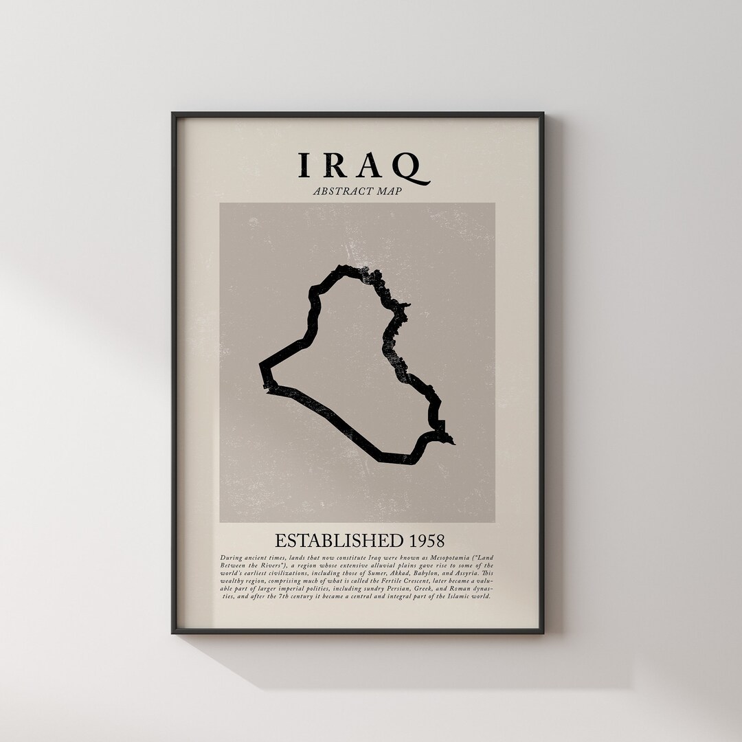 Iraq Map Vintage Abstract Wall Art Print Picasso + Matisse Inspired ...