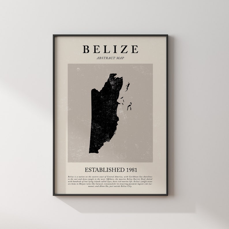 Belize Map Vintage Abstract Wall Art Print Picasso Matisse - Etsy