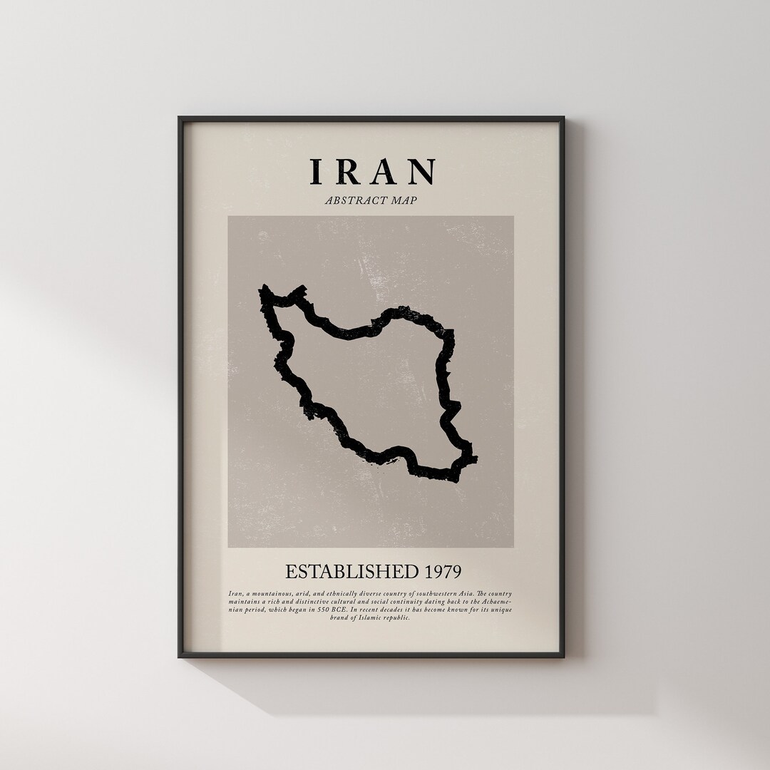 Iran Map Vintage Abstract Wall Art Print Picasso + Matisse Inspired ...