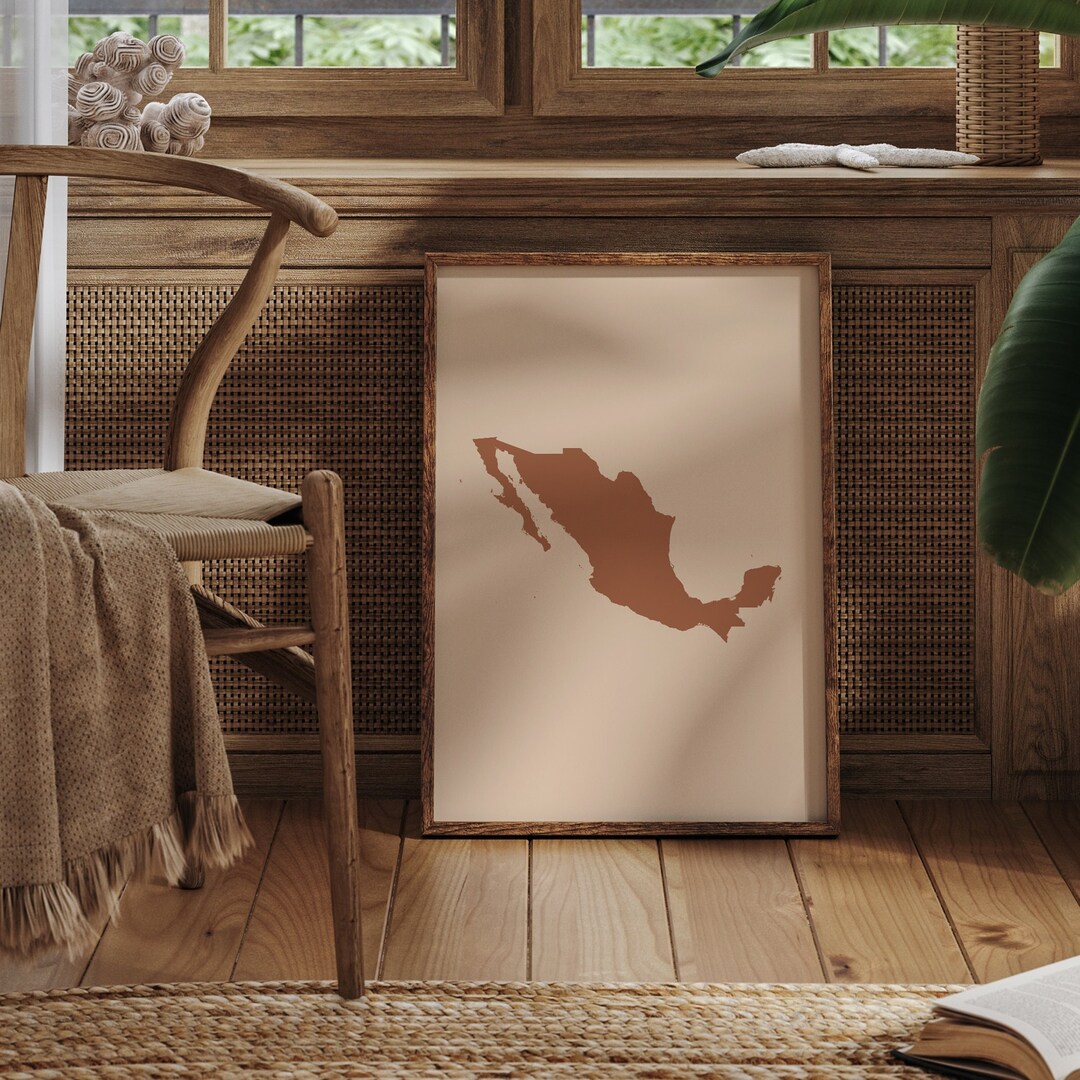 Mexico Map Boho Wall Art Print Mid Century Travel Poster - Etsy