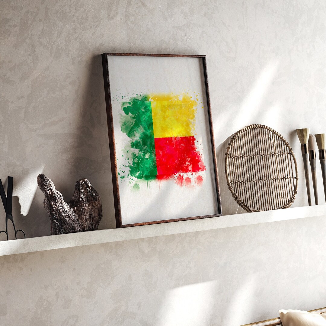 Benin Watercolor Flag Wall Art Print | Benin Travel Poster - Etsy