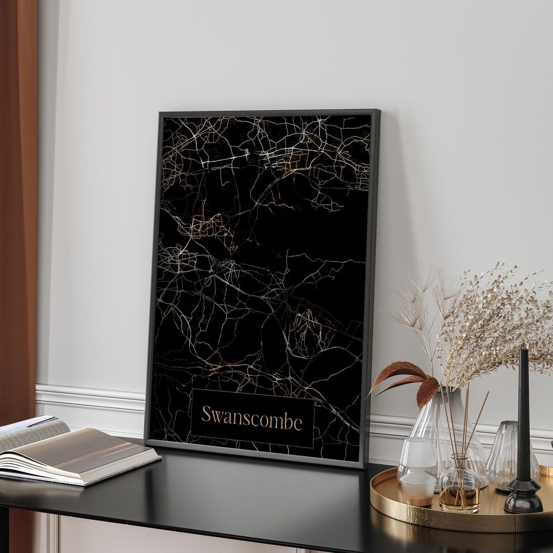 Swanscombe, Kent Map | Black & Gold Detailed Map Print | United Kingdom ...