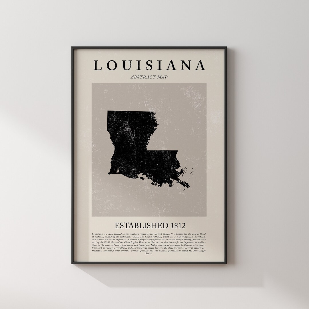 Abstract Louisiana Map Vintage Wall Art Print US State | United States ...