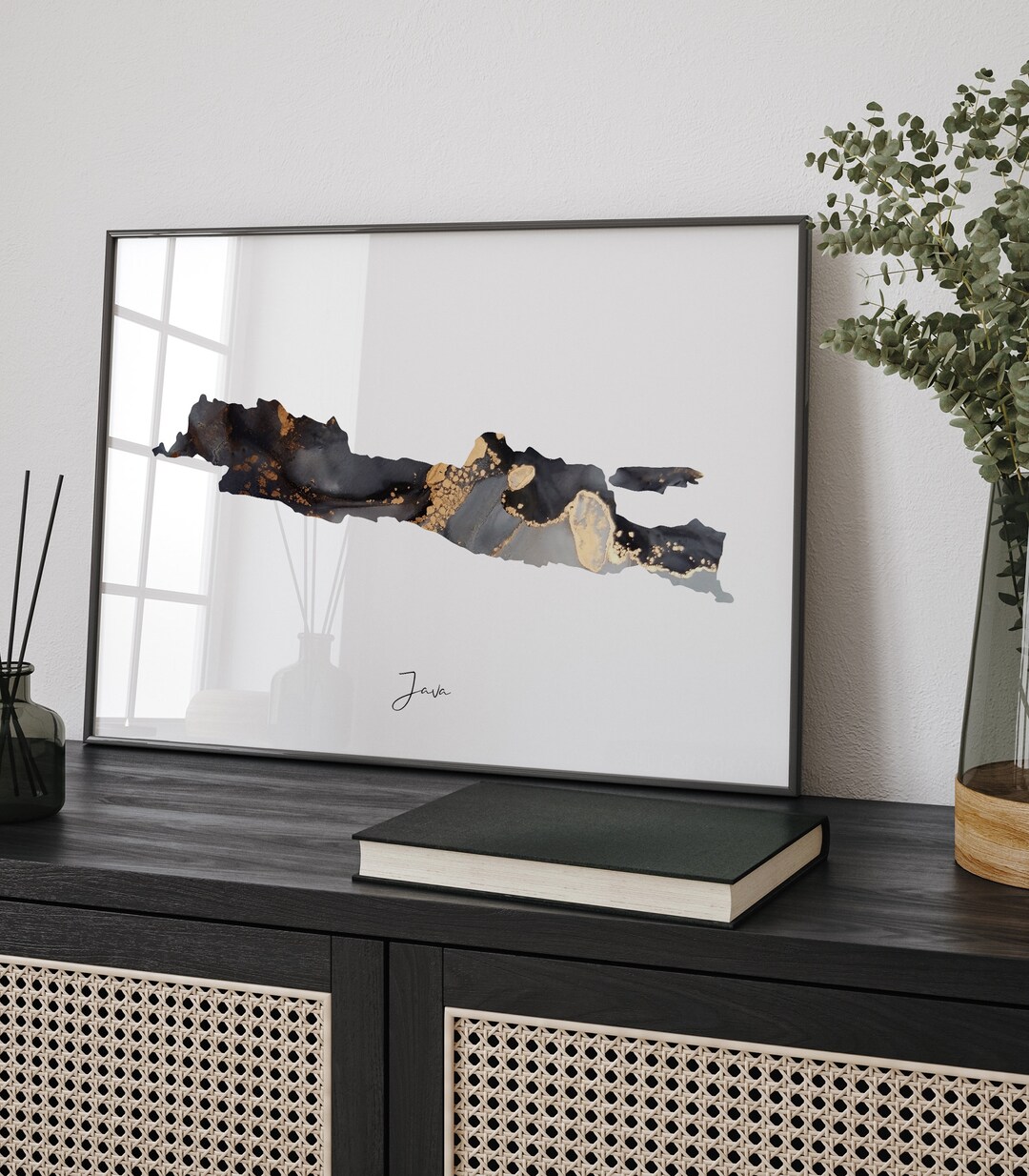 Java Map Black & Gold Wall Art Print | Indonesia - Etsy