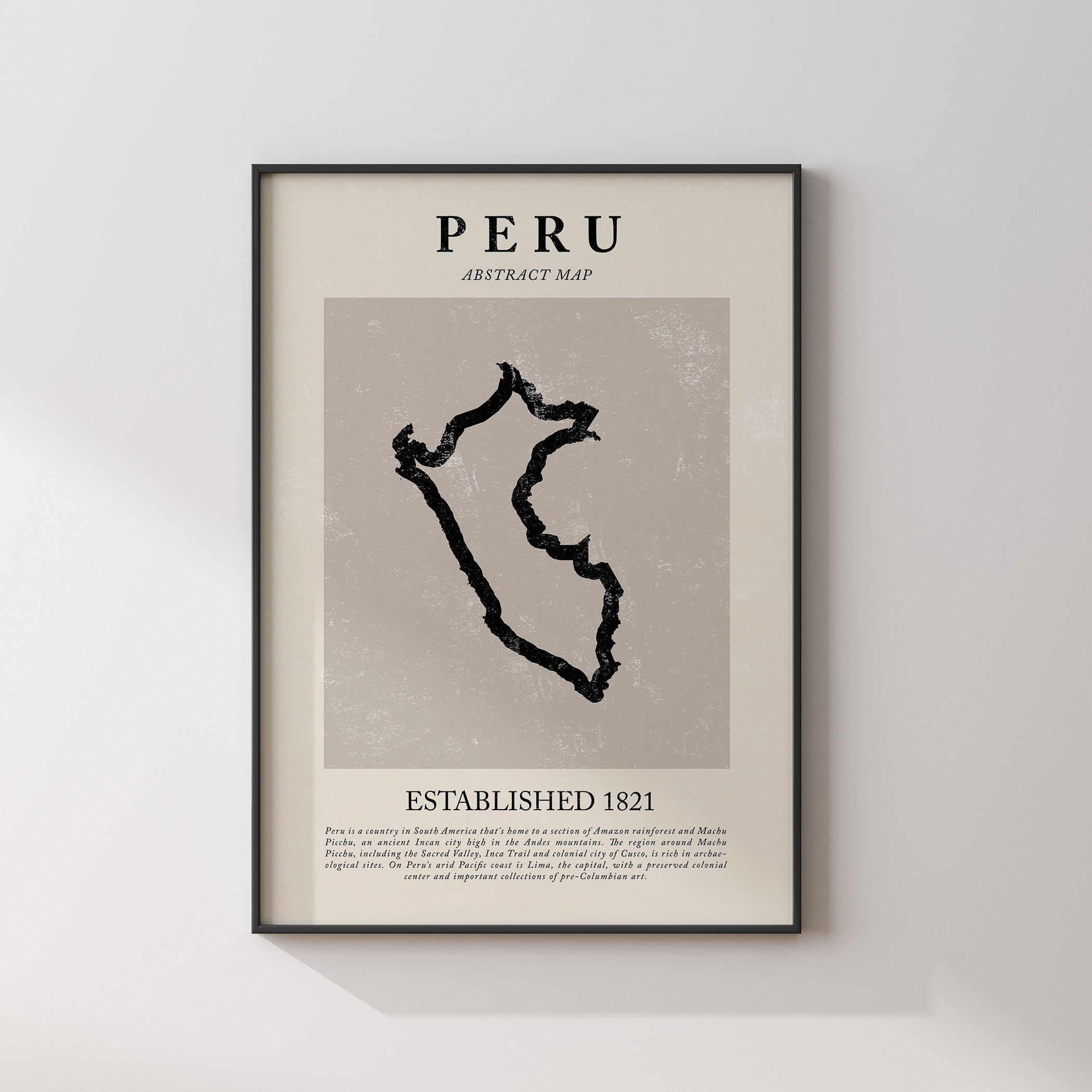 Peru Map Vintage Abstract Wall Art Print Picasso + Matisse Inspired ...