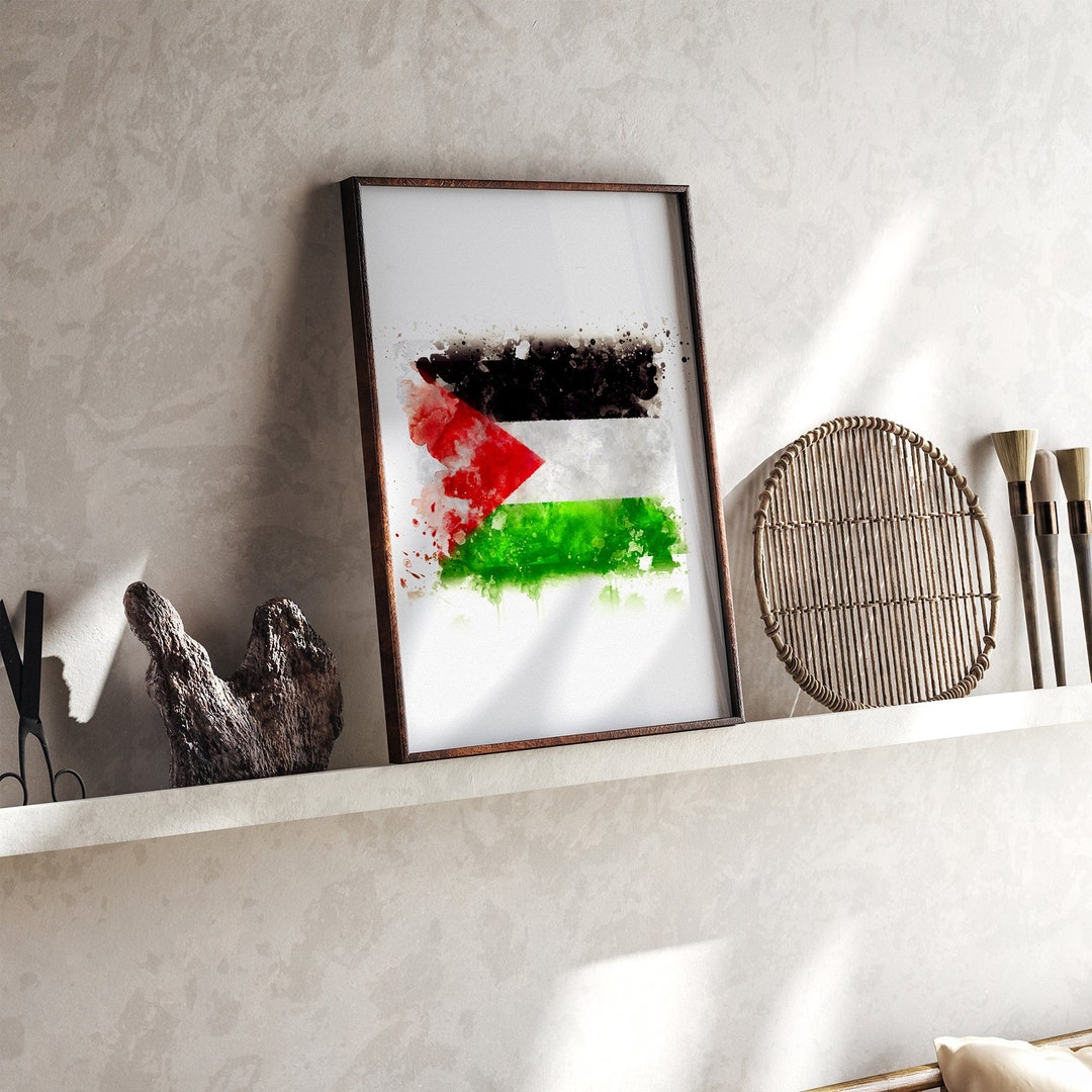 Palestine Watercolor Flag Wall Art Print | Palestine Travel Poster - Etsy