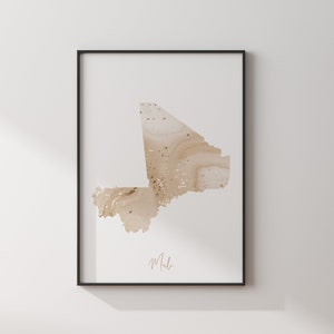 Mali Map Beige & Gold Wall Art Print - Etsy