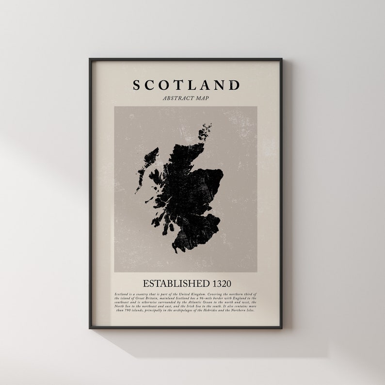 Scotland Map Vintage Abstract Wall Art Print Picasso & Matisse Inspired ...