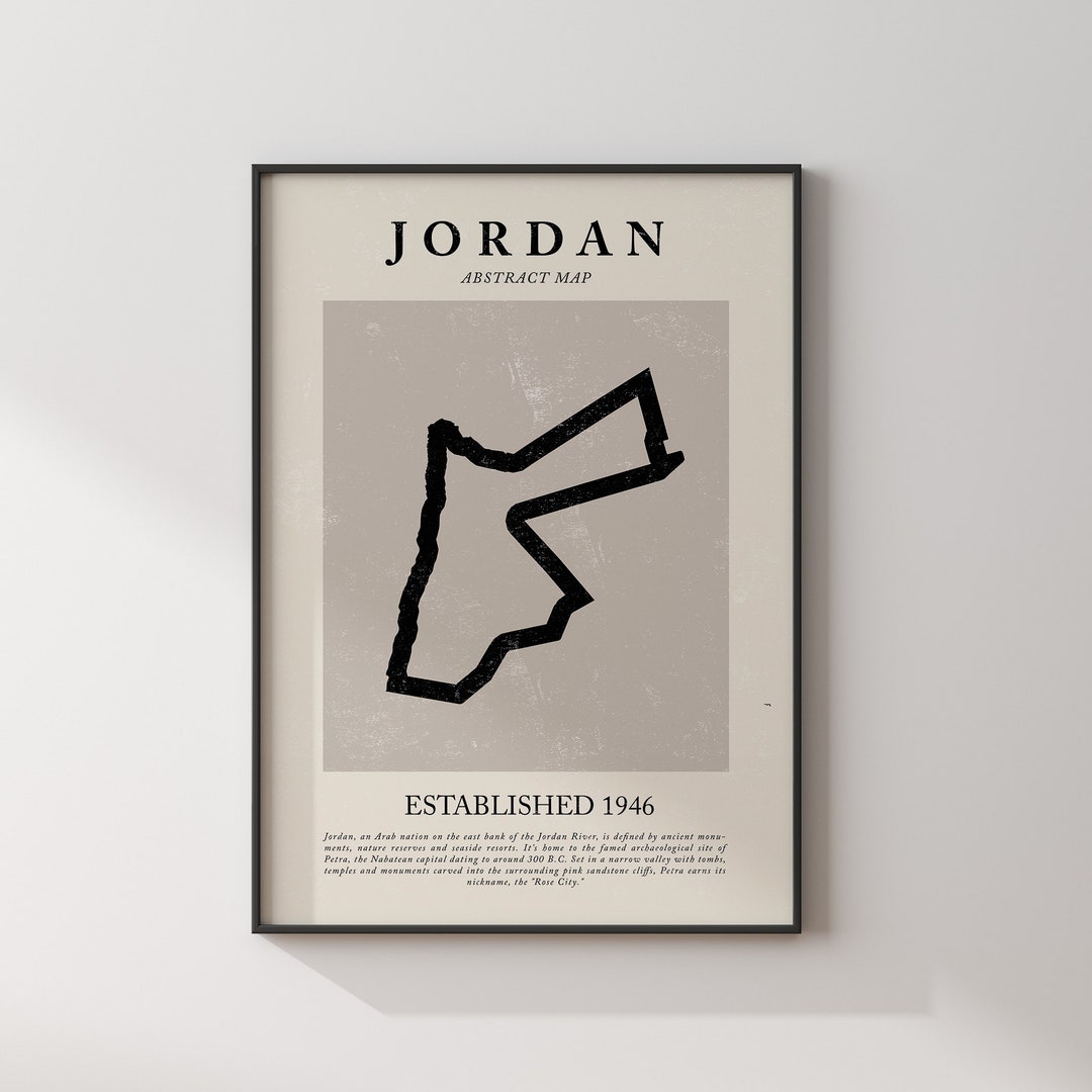 Jordan Map Vintage Abstract Wall Art Print Picasso + Matisse Inspired ...
