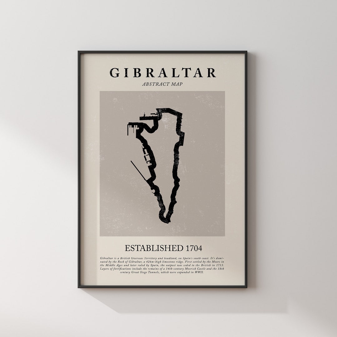 Gibraltar Map Vintage Abstract Wall Art Print Picasso + Matisse ...