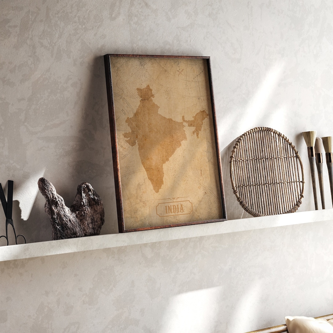 Vintage India Map Wall Art Print - Etsy