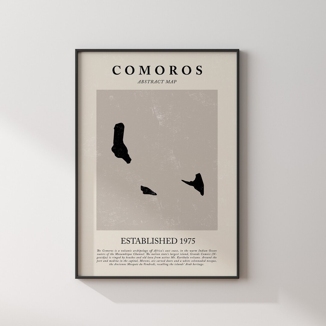 Comoros Map Vintage Abstract Wall Art Print Picasso + Matisse Inspired ...