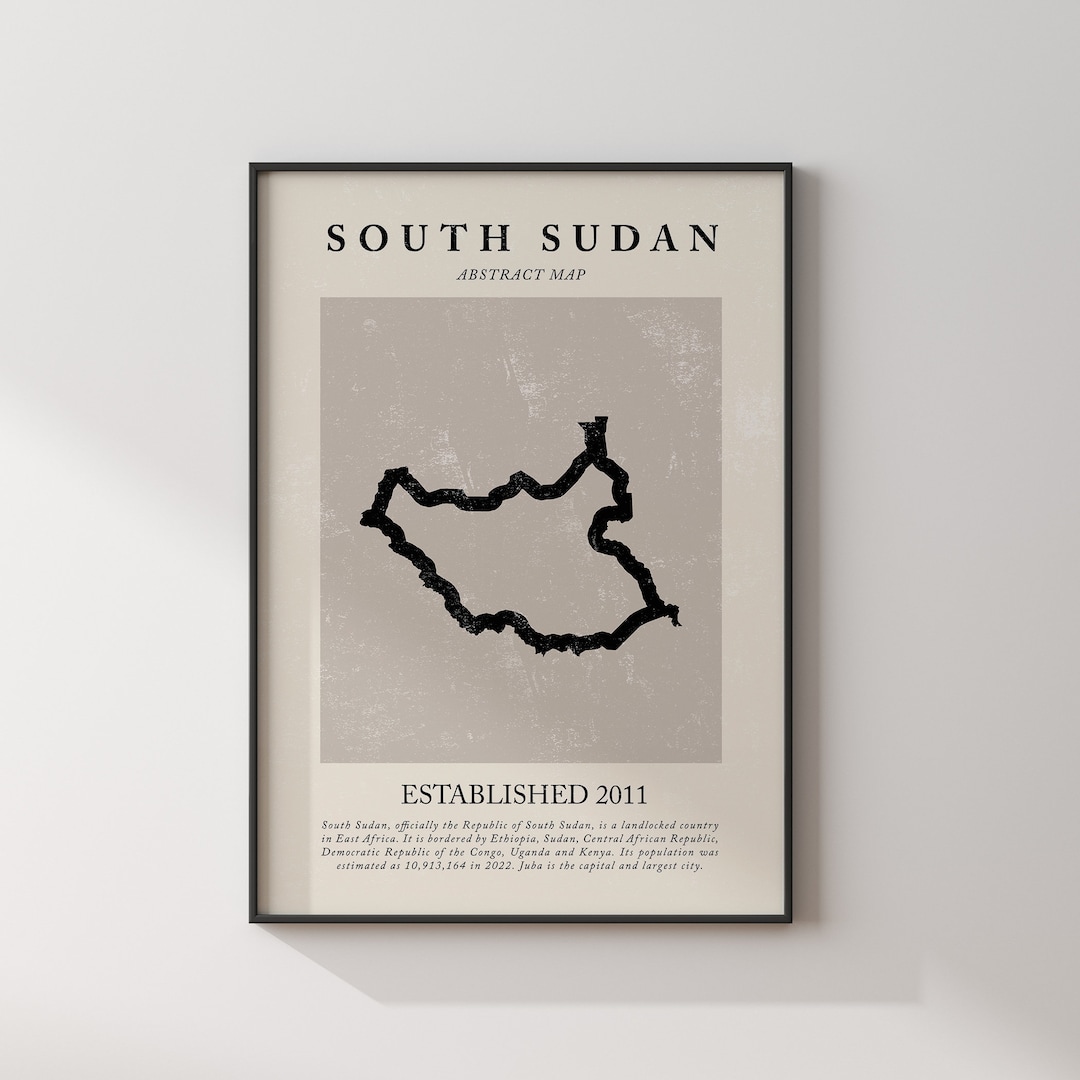 Abstract South Sudan Map Vintage Wall Art Print Picasso + Matisse ...