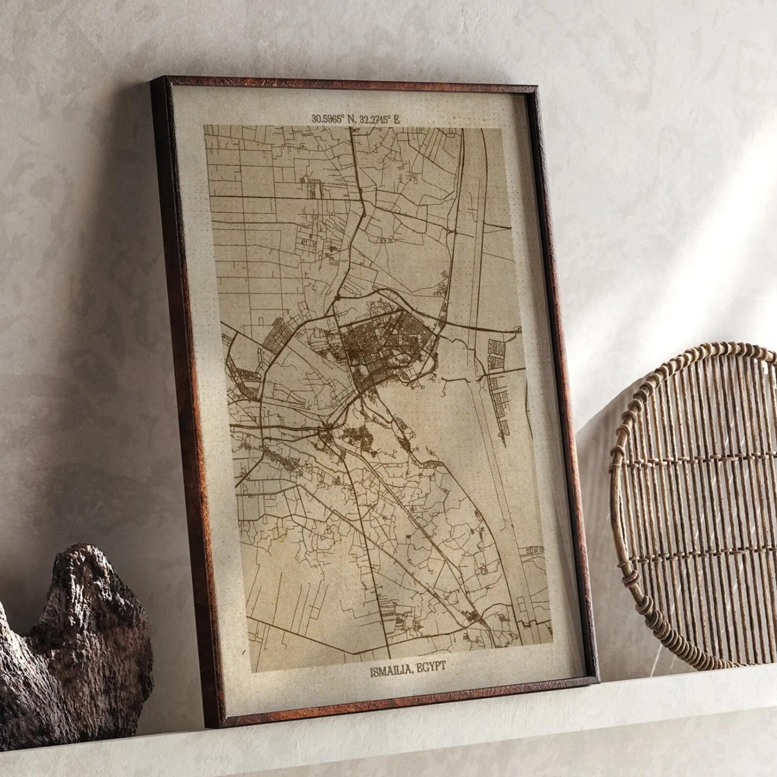 Ismailia Map | Vintage Beige Detailed Map Print | Egypt | Travel Gift ...