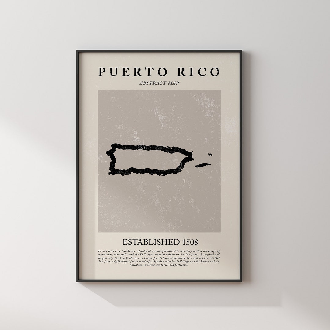 Puerto Rico Map Vintage Abstract Wall Art Print Picasso + Matisse ...