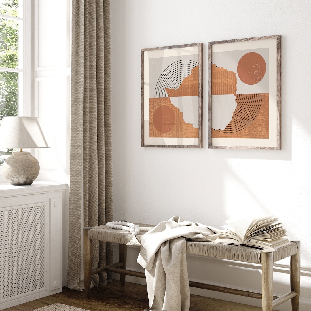 Zimbabwe Map Wall Art Prints Set of 2 | Boho Mid Century - Etsy