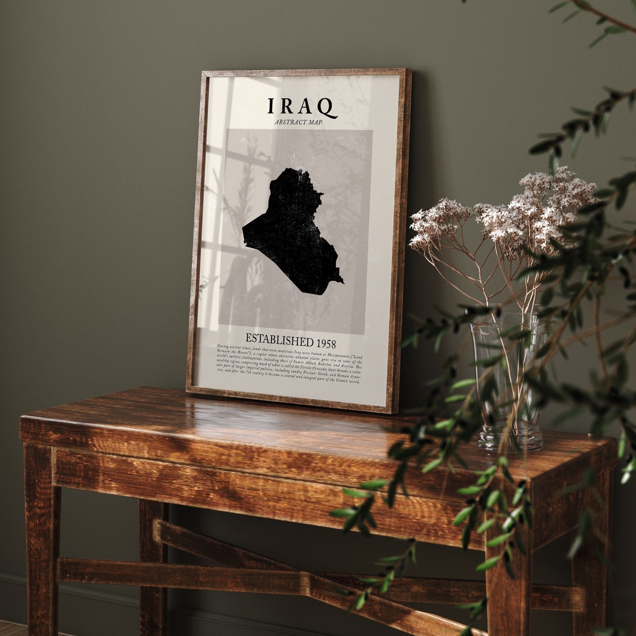 Iraq Map Vintage Abstract Wall Art Print Picasso + Matisse Inspired ...