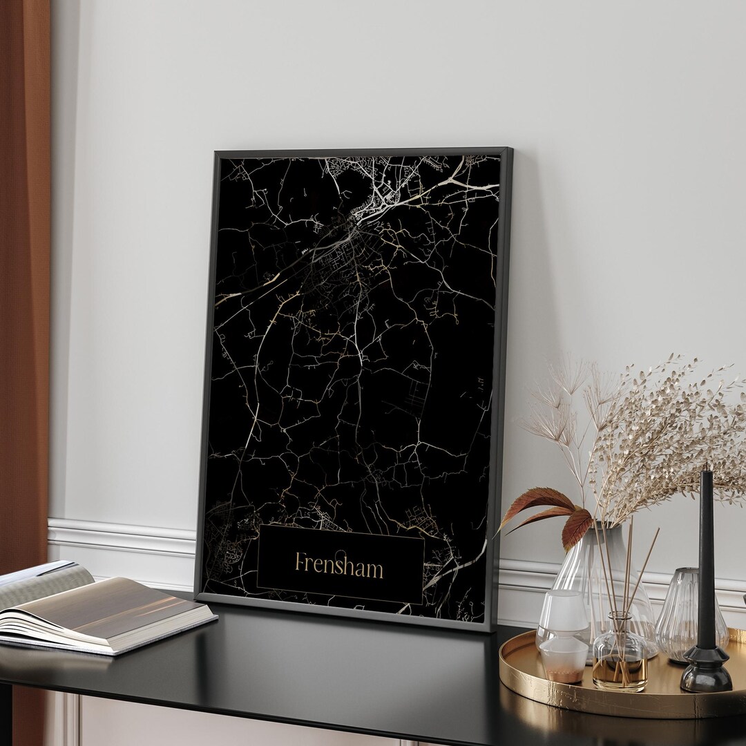 Frensham, England Map | Black & Gold Detailed Map Print | United ...