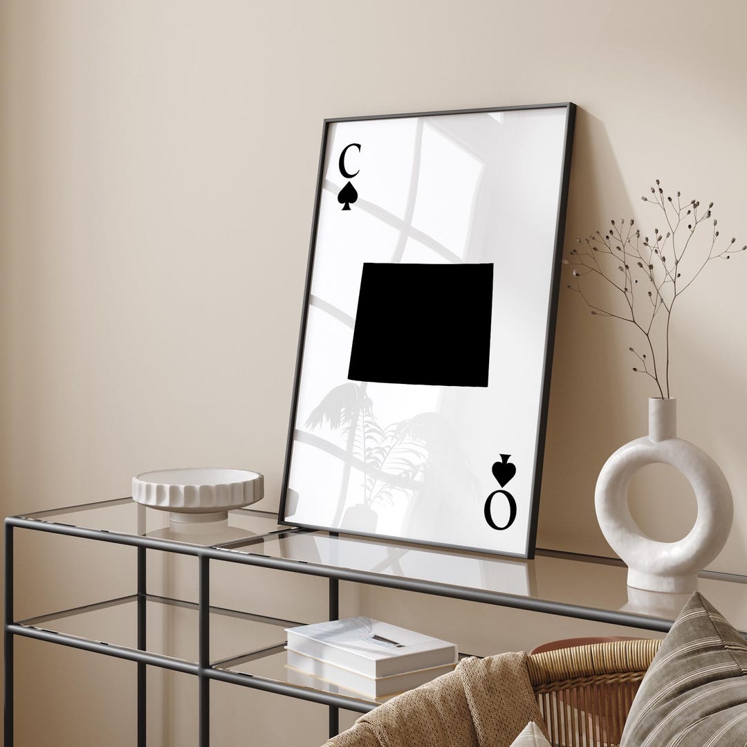 Colorado Map Playing Card Inspired Wall Art Print | Black and White ...