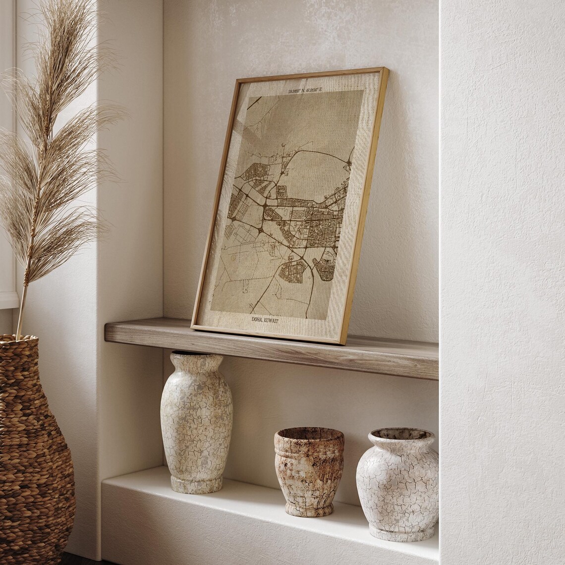Doha Map | Vintage Beige Detailed Map Print | Qatar | Travel Gift ...