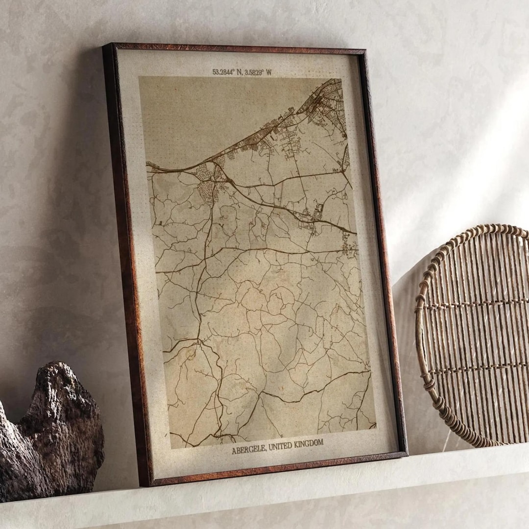 Abergele, Wales Map | Vintage Beige Detailed Map Print | United Kingdom ...