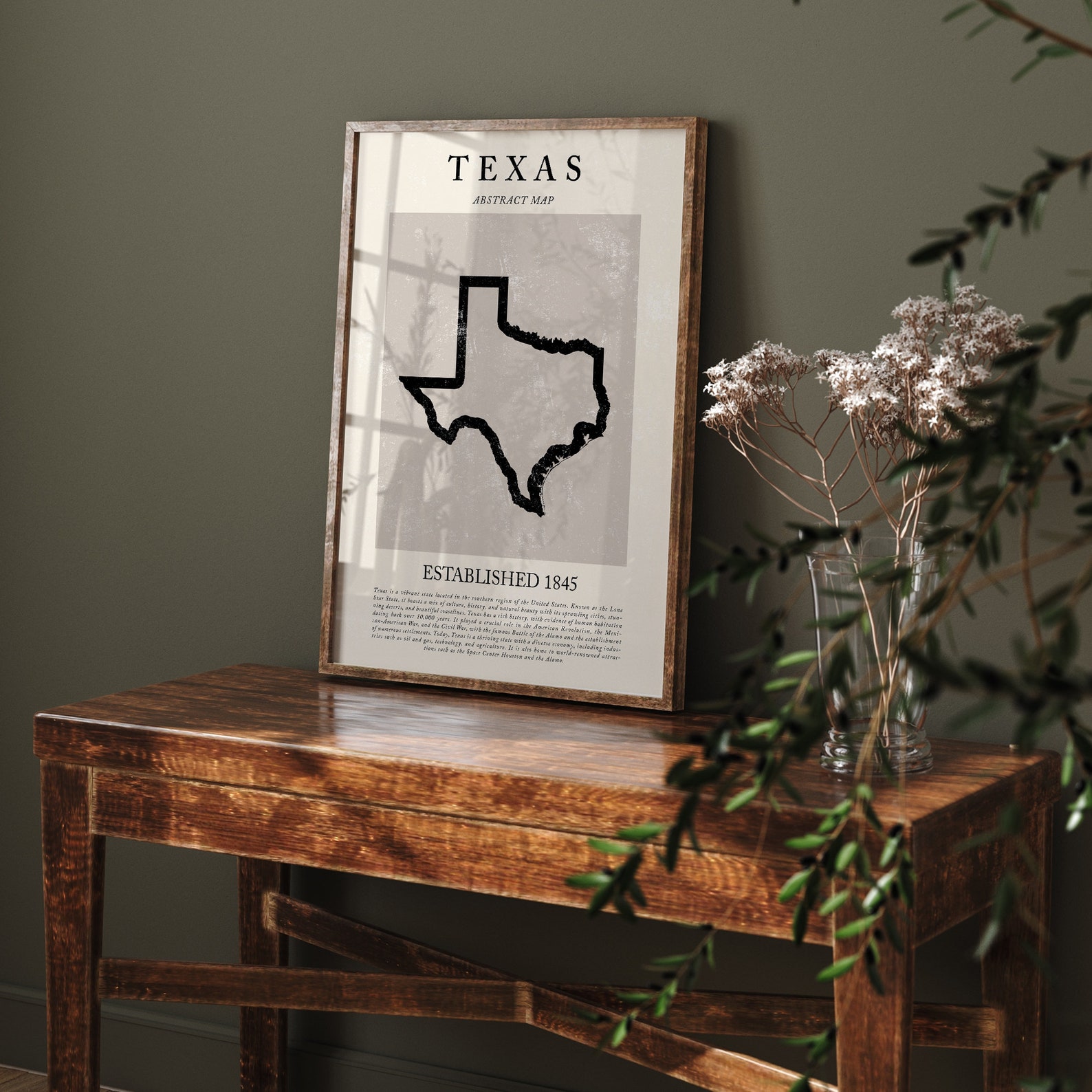 Abstract Texas Map Vintage Wall Art Print US State | United States of ...