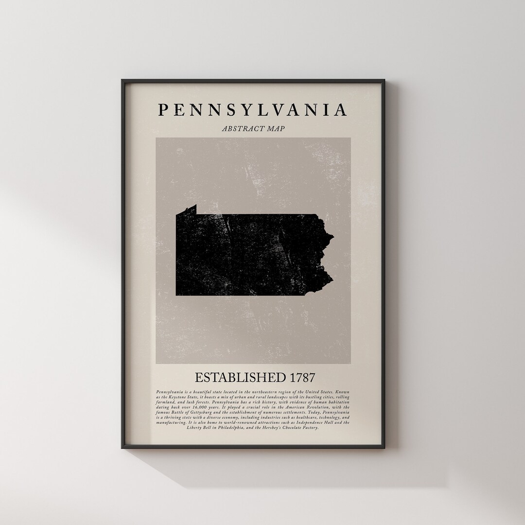 Abstract Pennsylvania Map Vintage Wall Art Print US State | United ...