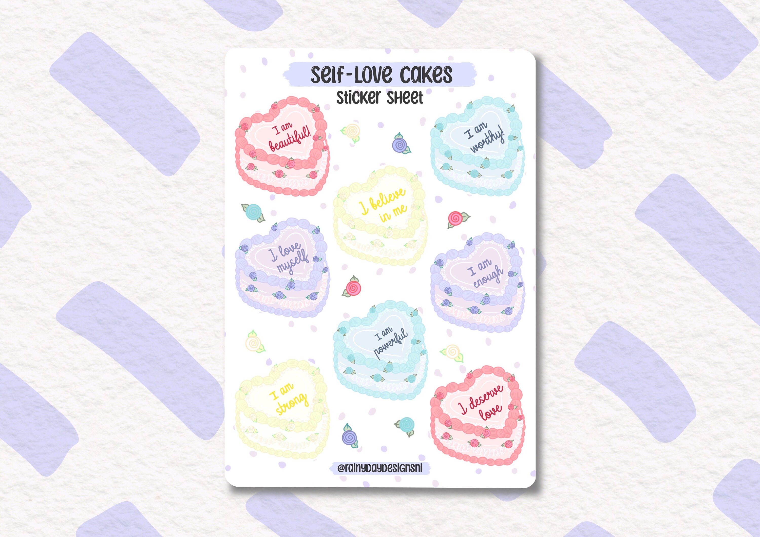Self-love Cakes Sticker Sheet Affirmation Cakes - Etsy