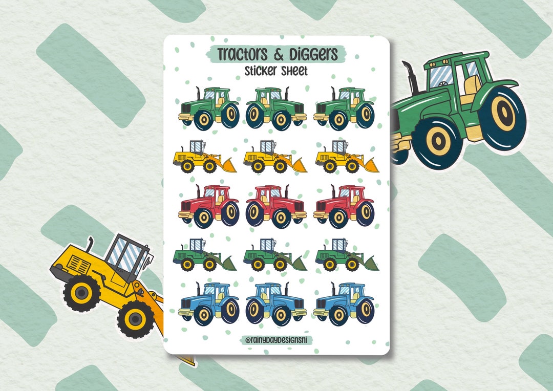 Tractors and Diggers Sticker Sheet - Etsy