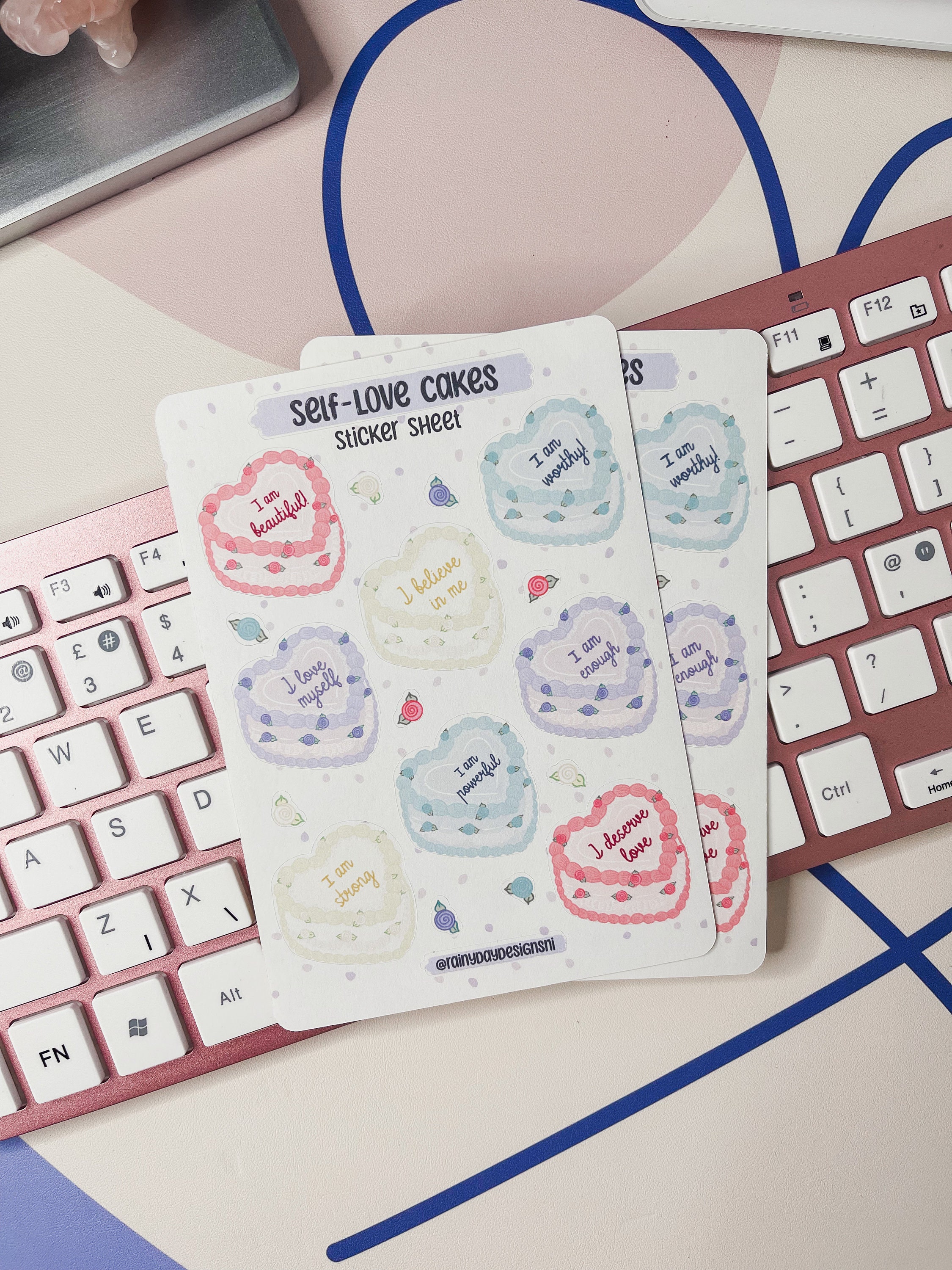 Self-love Cakes Sticker Sheet Affirmation Cakes - Etsy