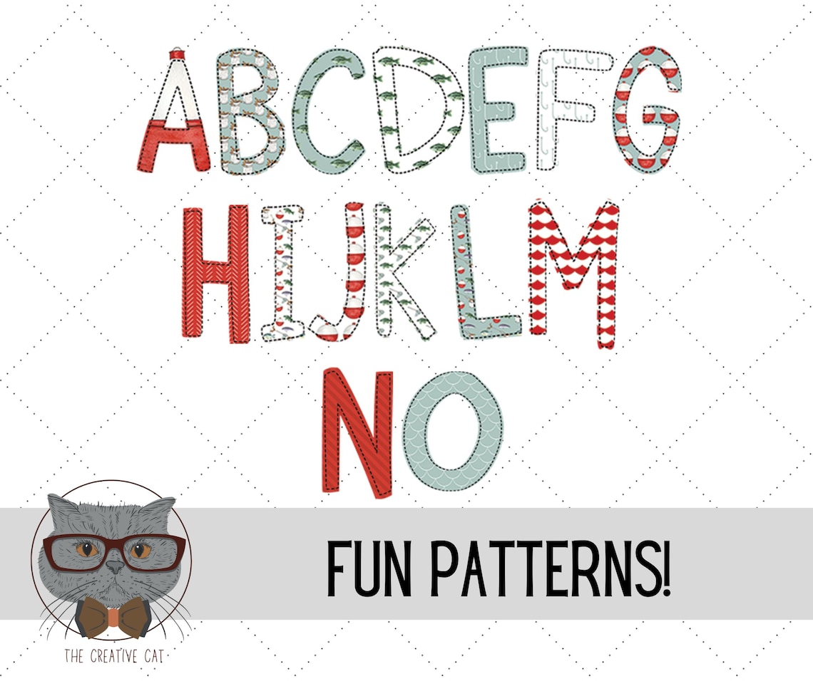 Fishing Alphabet PNG Font Bundle, Fishing Party Letters Alpha Font ...