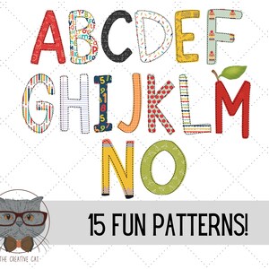 Back to School Alphabet PNG Font Bundle, Pencil Letters Alpha Font ...
