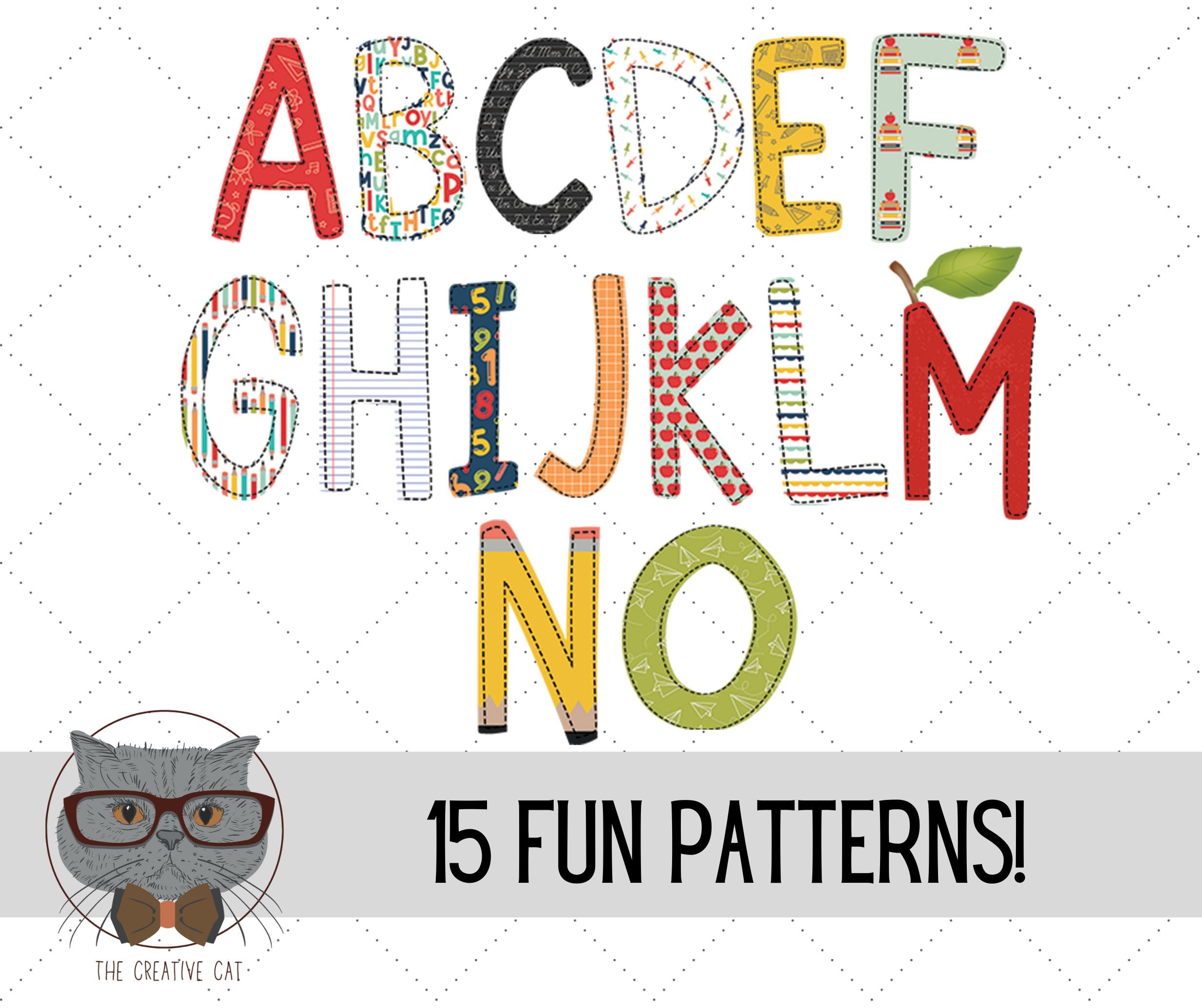 Notebook Paper Alphabet PNG Font Bundle, Back to School Letters Alpha ...