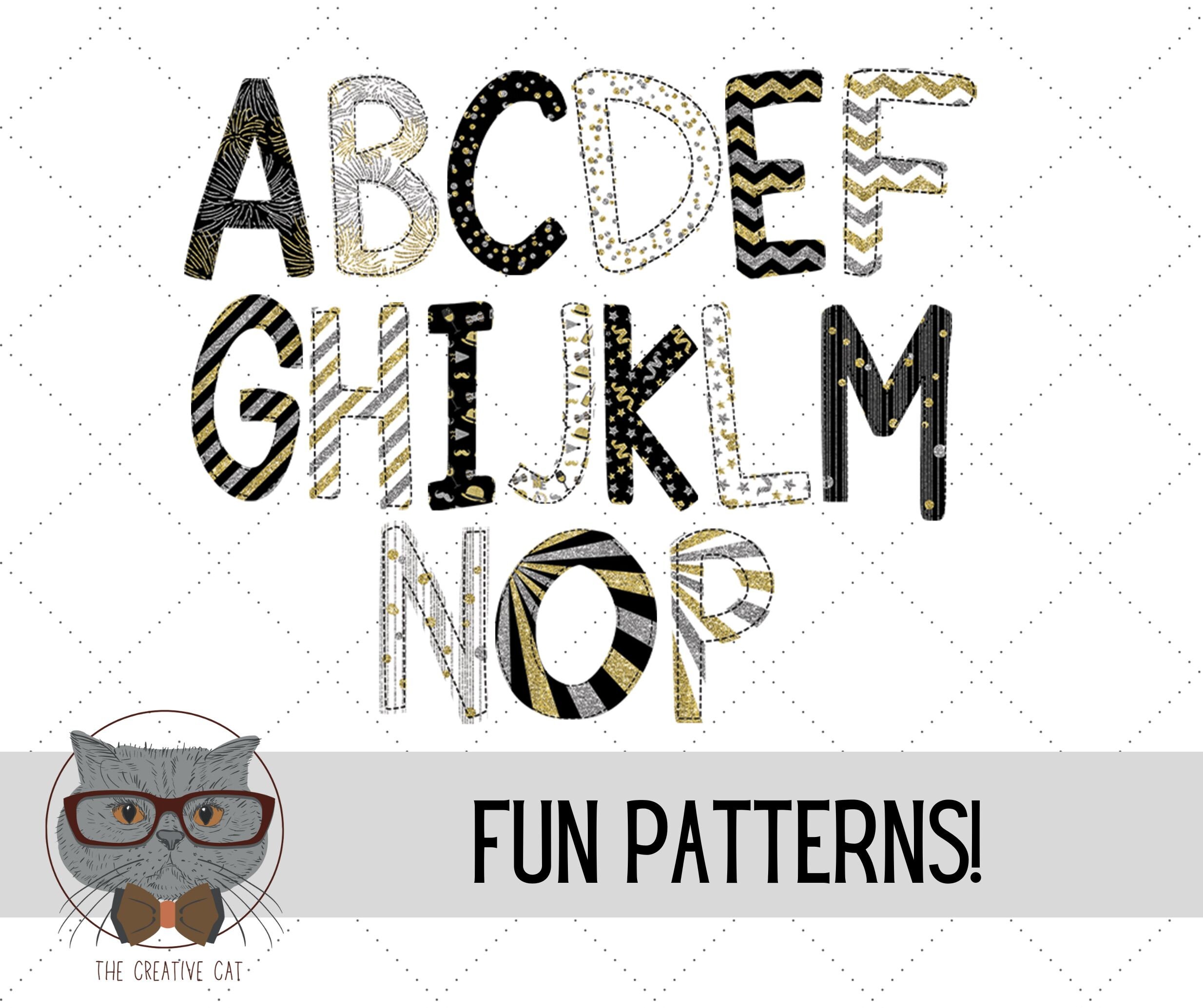 New Years Alphabet PNG Font Bundle, Party Letters Alpha Font, New Year ...