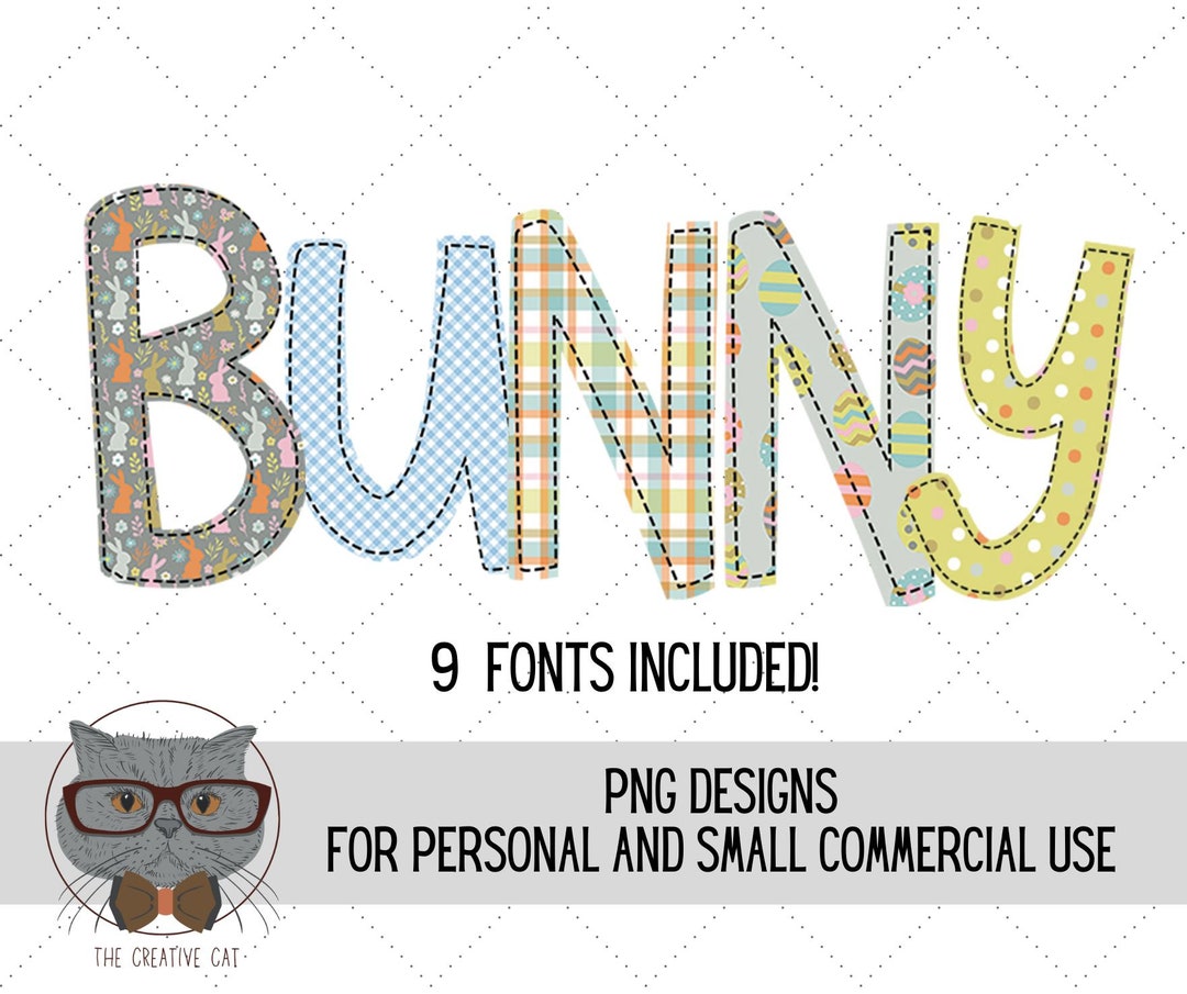Easter Bunny Alphabet PNG Font Bundle, Cute Rabbit Alpha Font, Easter ...