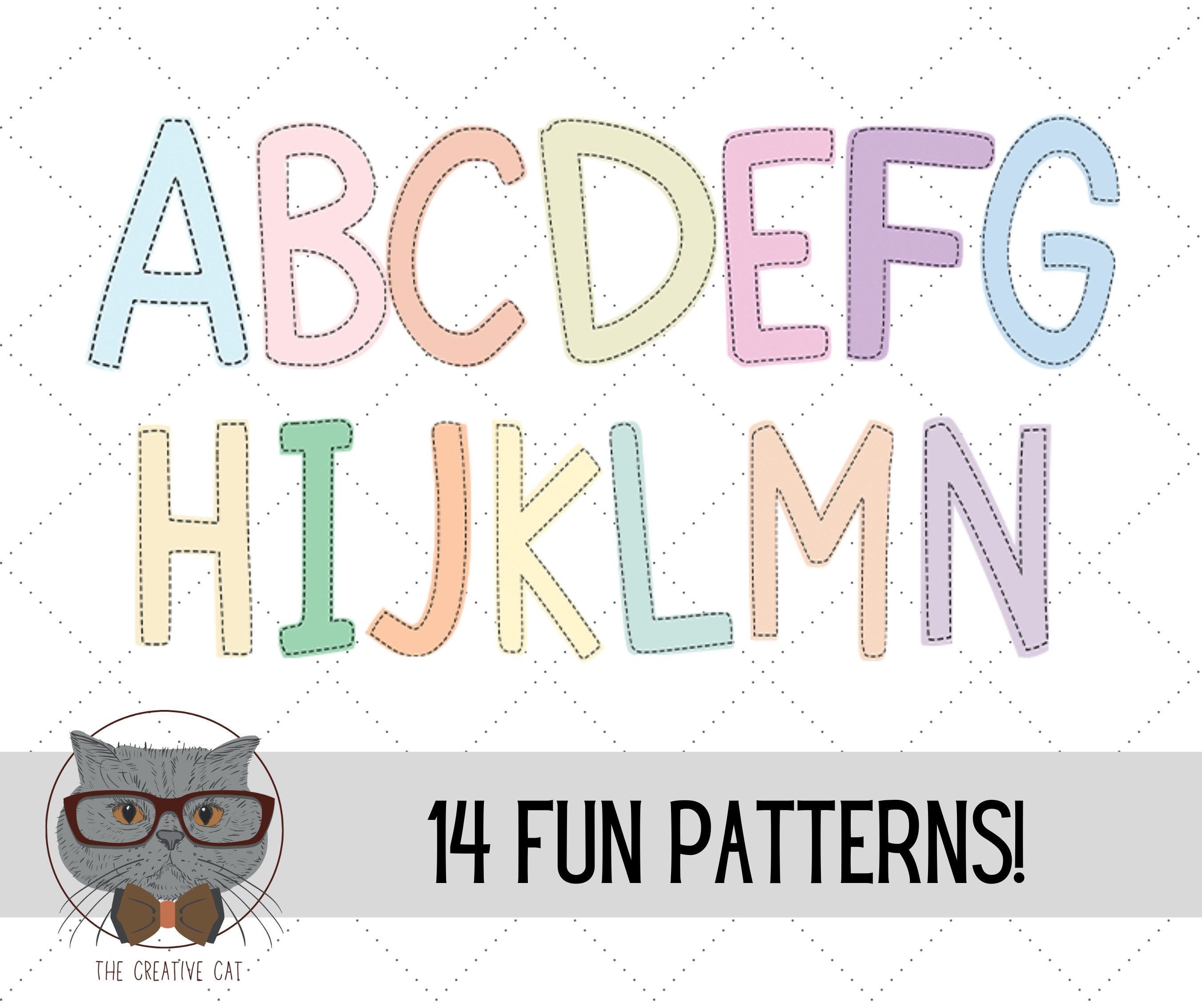 Pastel Solid Alphabet PNG Font Bundle, Cute Letters Alpha Font ...