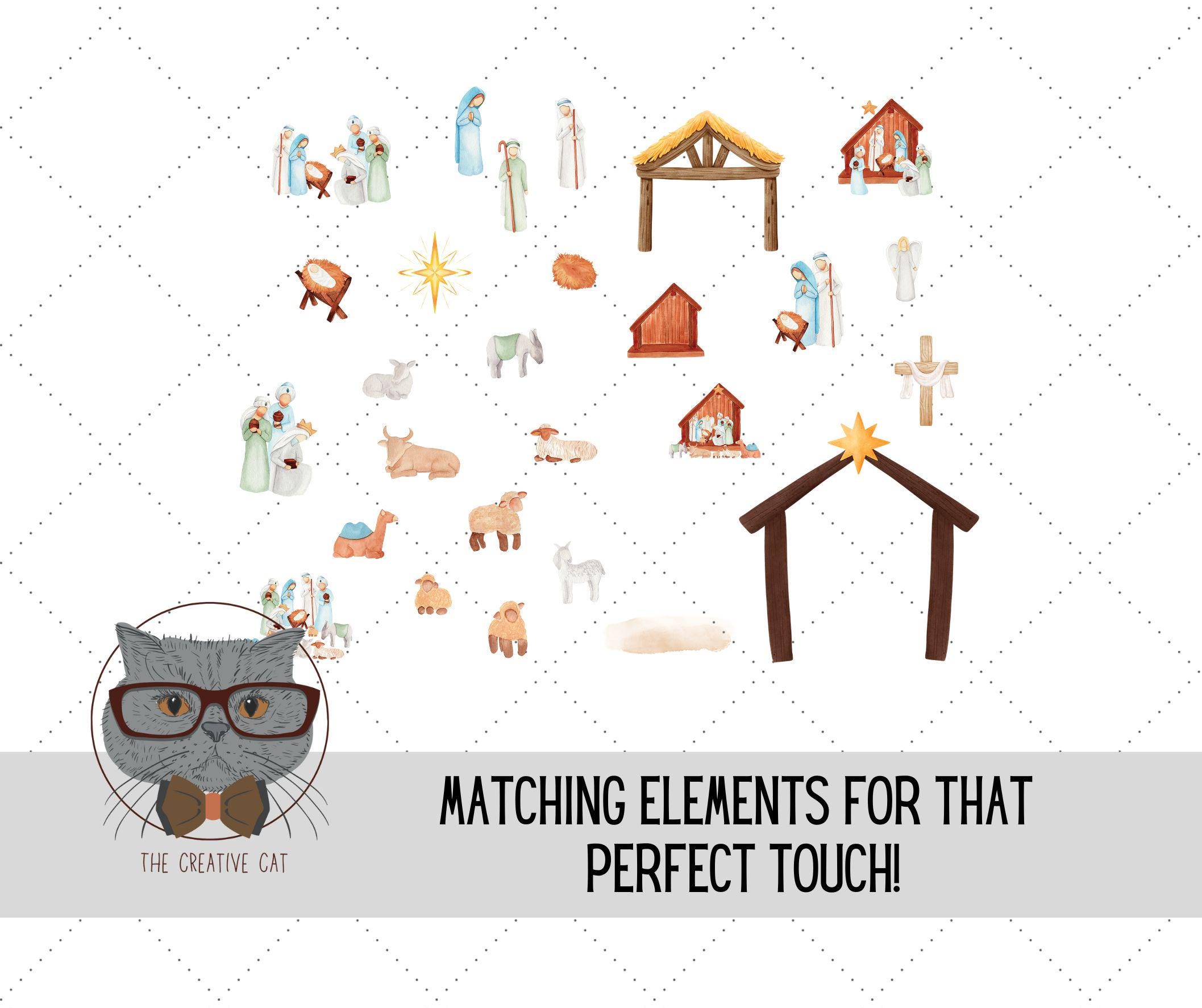 Nativity Alphabet PNG Font Bundle, Christmas Manger Letters Alpha Font ...