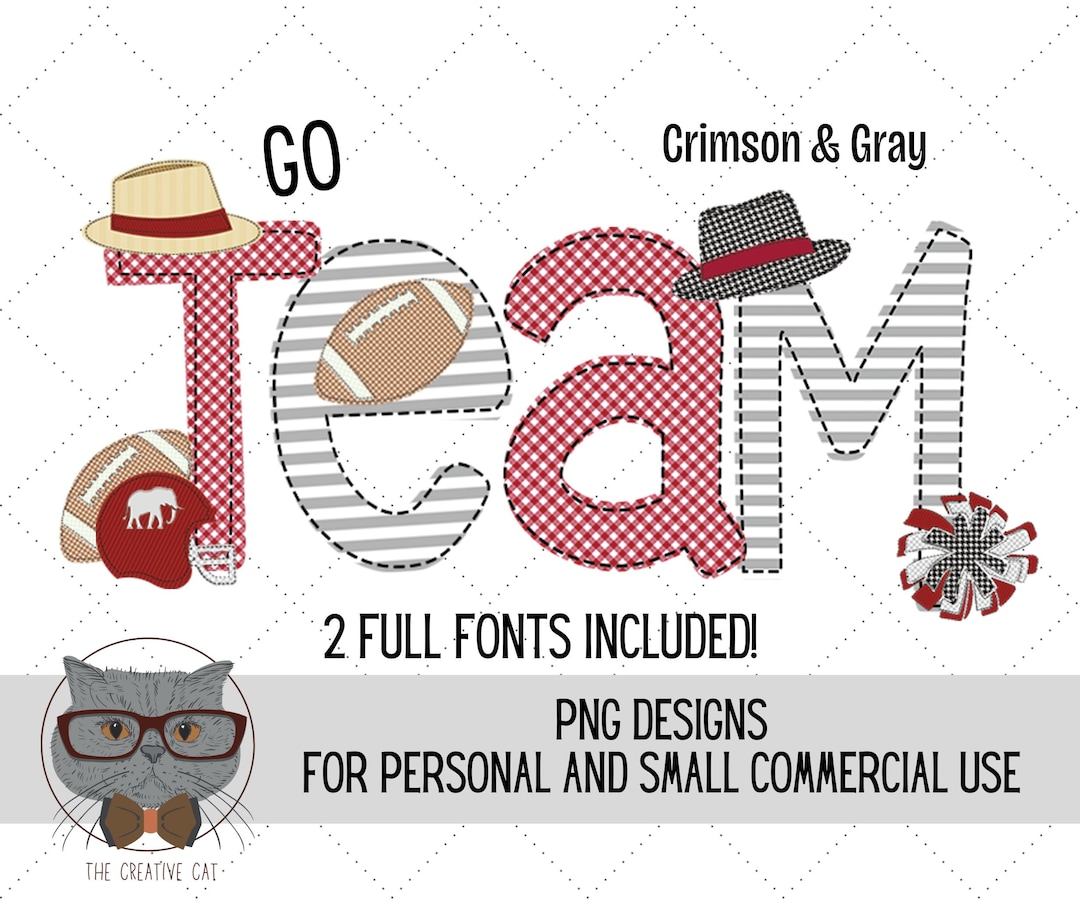 Crimson and Gray Faux Applique Football Alphabet PNG Font Bundle ...
