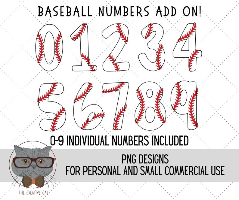 Baseball Numbers PNG Font Bundle, Baseball Birthday Number Font ...