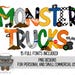 Monster Truck Alphabet PNG Font Bundle, Truck Birthday Alpha Font ...