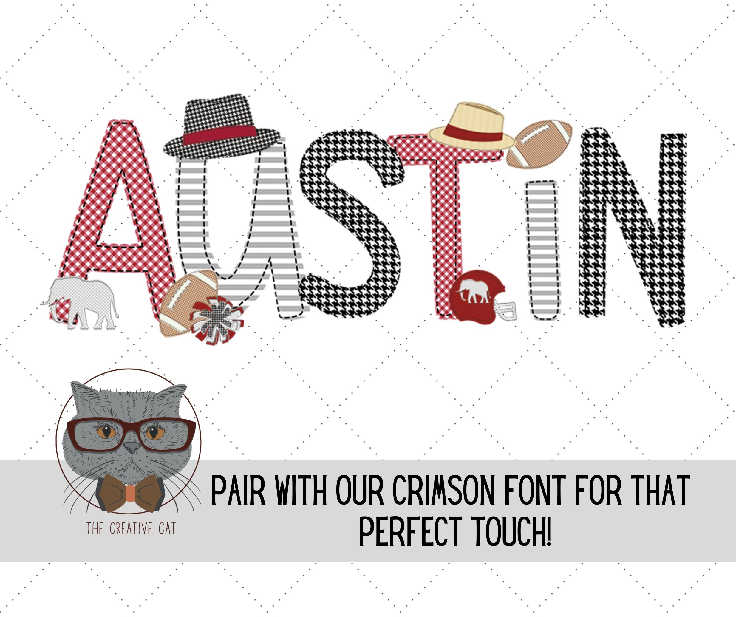 Houndstooth Alphabet PNG Font Bundle, Football Letters Alpha Font ...