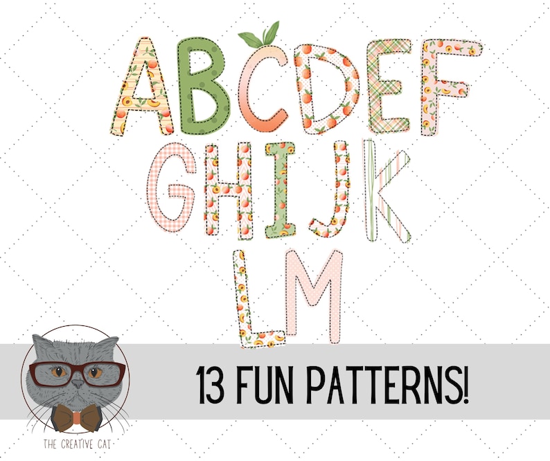 Summer Peach Alphabet PNG Font Bundle, Cute Watercolor Alpha Font ...