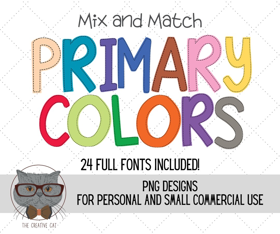 Primary Solid Alphabet PNG Font Bundle, Rainbow Letters Alpha Font ...