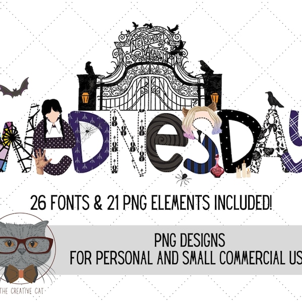 Wednesday Addams Alphabet Font - Etsy