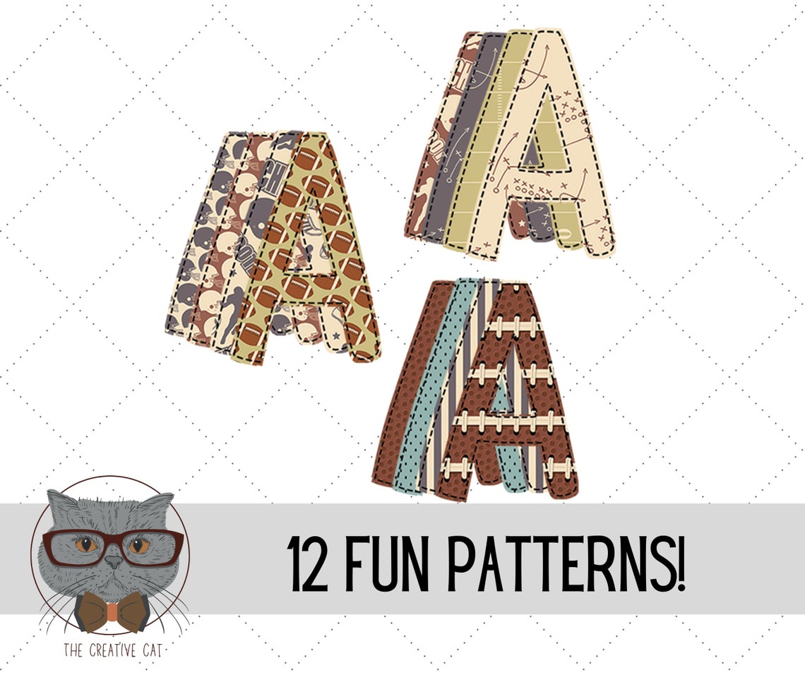 Vintage Football Alphabet PNG Font Bundle, Gameday Letters Alpha Font ...