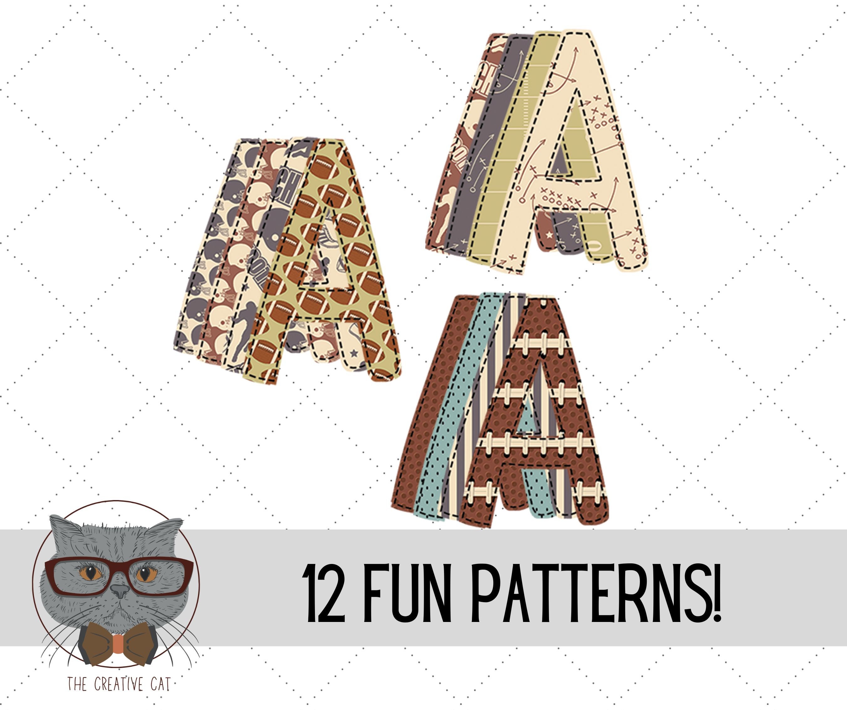 Vintage Football Alphabet PNG Font Bundle, Gameday Letters Alpha Font ...