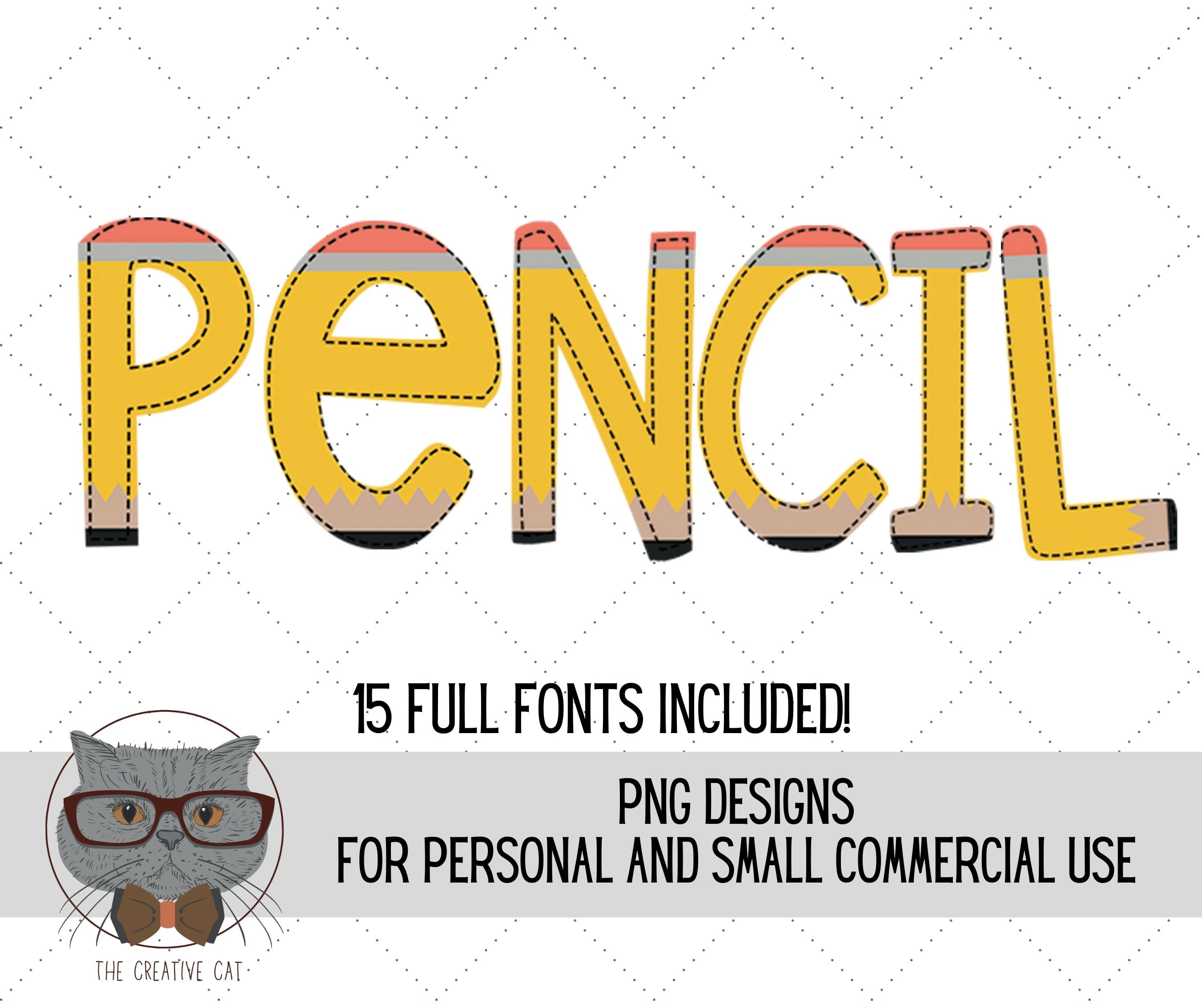 Pencil Alphabet PNG Font Bundle, Pencil Letters Alpha Font, Sublimation ...