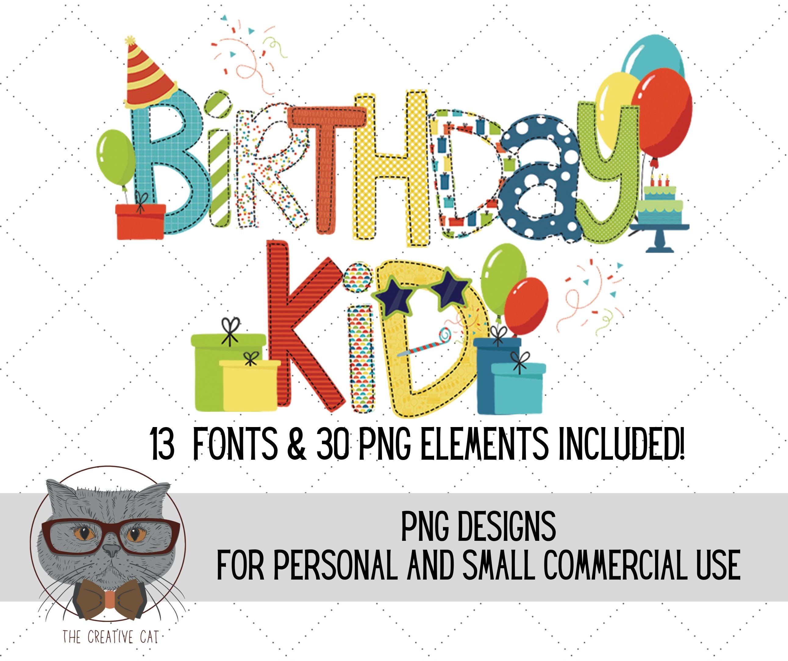 Birthday Alphabet PNG Font Bundle, Bright Birthday Party Letters Alpha ...