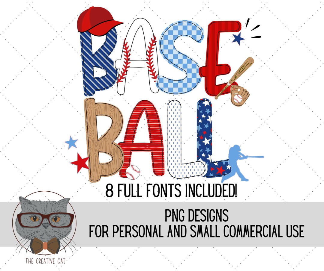 Baseball Alphabet PNG Font Bundle, Baseball Alpha Font, Sublimation ...